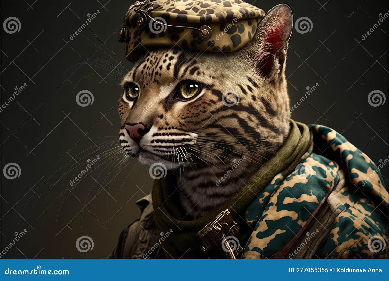 Ocelot Dressed As a Soldier, Created with Generative AI Technology ...