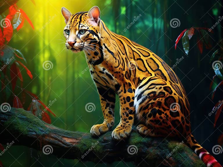 Ocelot stock illustration. Illustration of fantasy, leopardus - 293708320