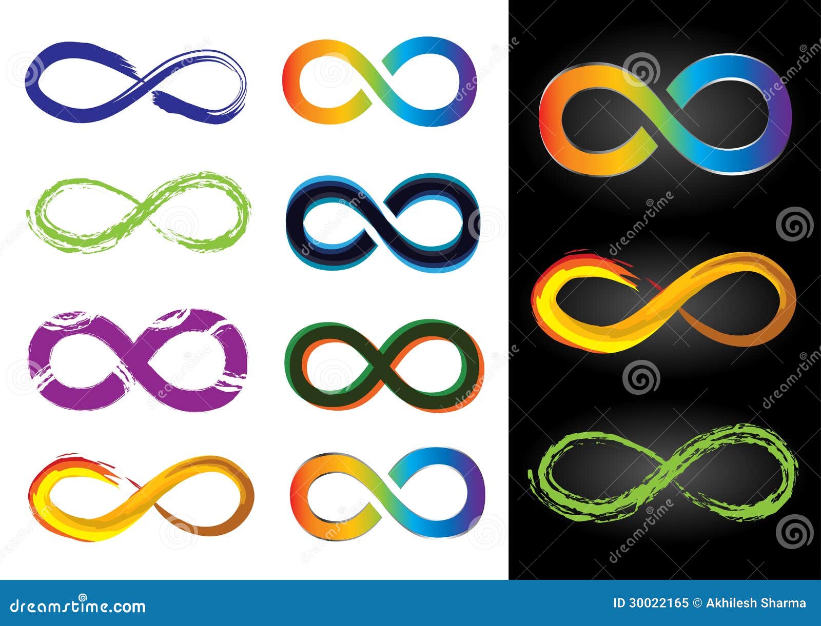 Ocho Diversos Símbolos Del Infinito Vector Ilustración Del Vector