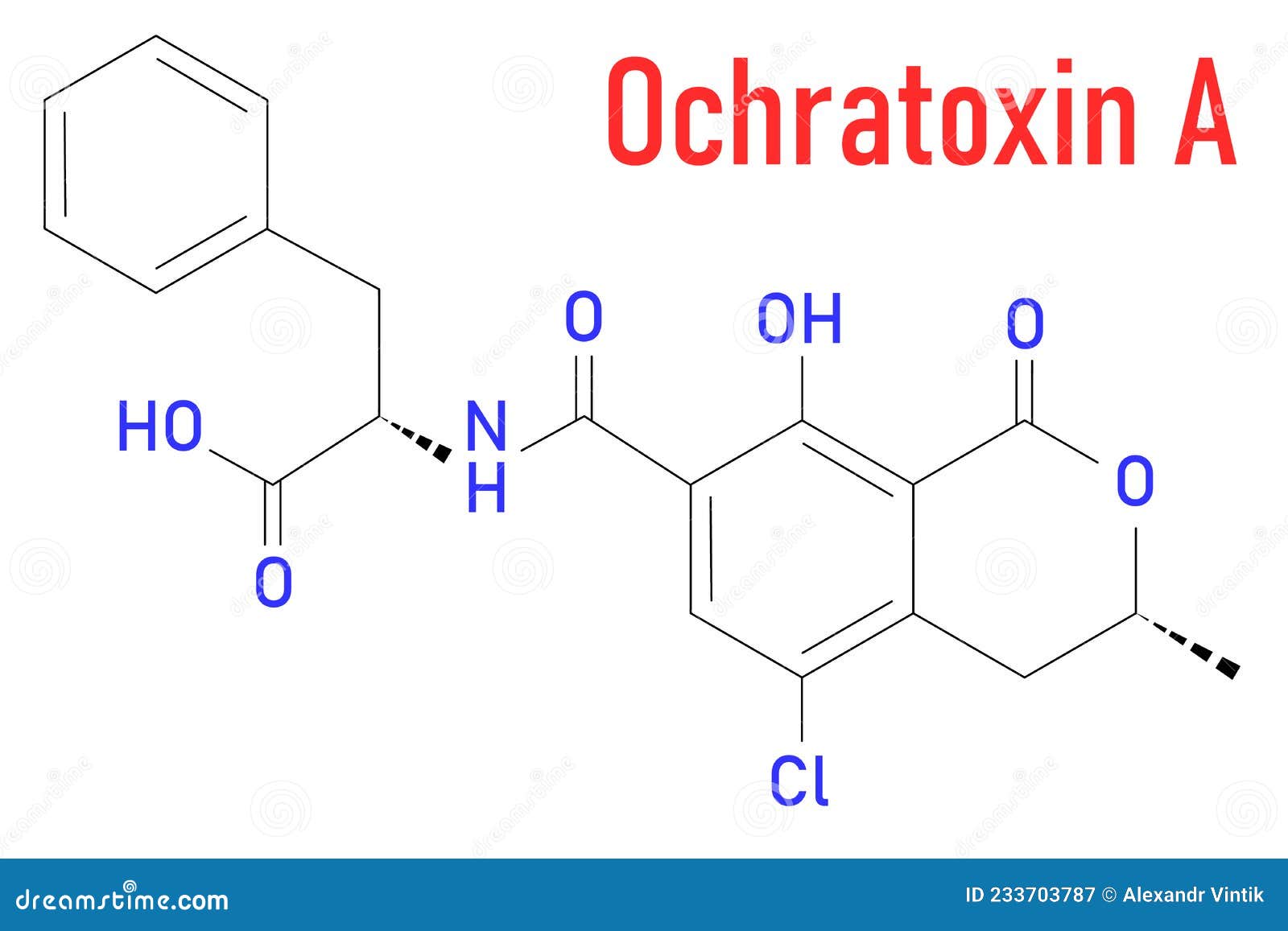 Ochratoxin a Mycotoxin Molecule. Skeletal Formula Stock Vector ...