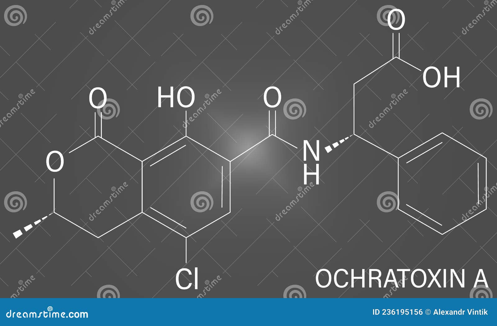 Ochratoxin A Mycotoxin Molecule. Skeletal Formula. Chemical Structure ...