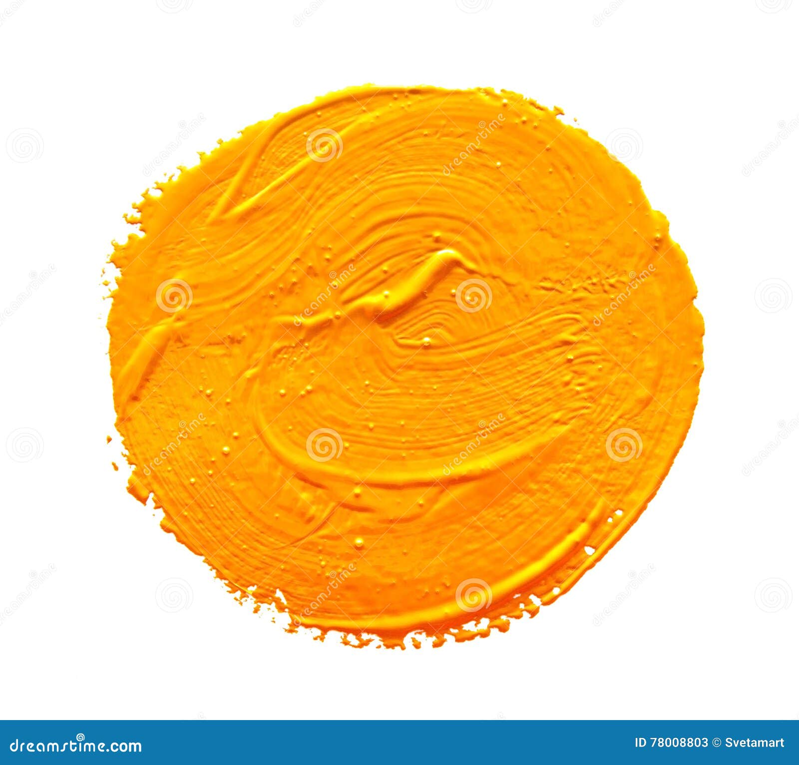 Ochre Round Strokes of the Paint Brush Isolated Stock Image - Image of ...