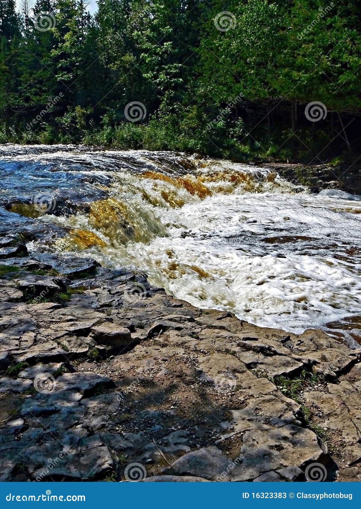 Ocqueoc Falls, Michigan stock image. Image of stone, blurred - 16323383