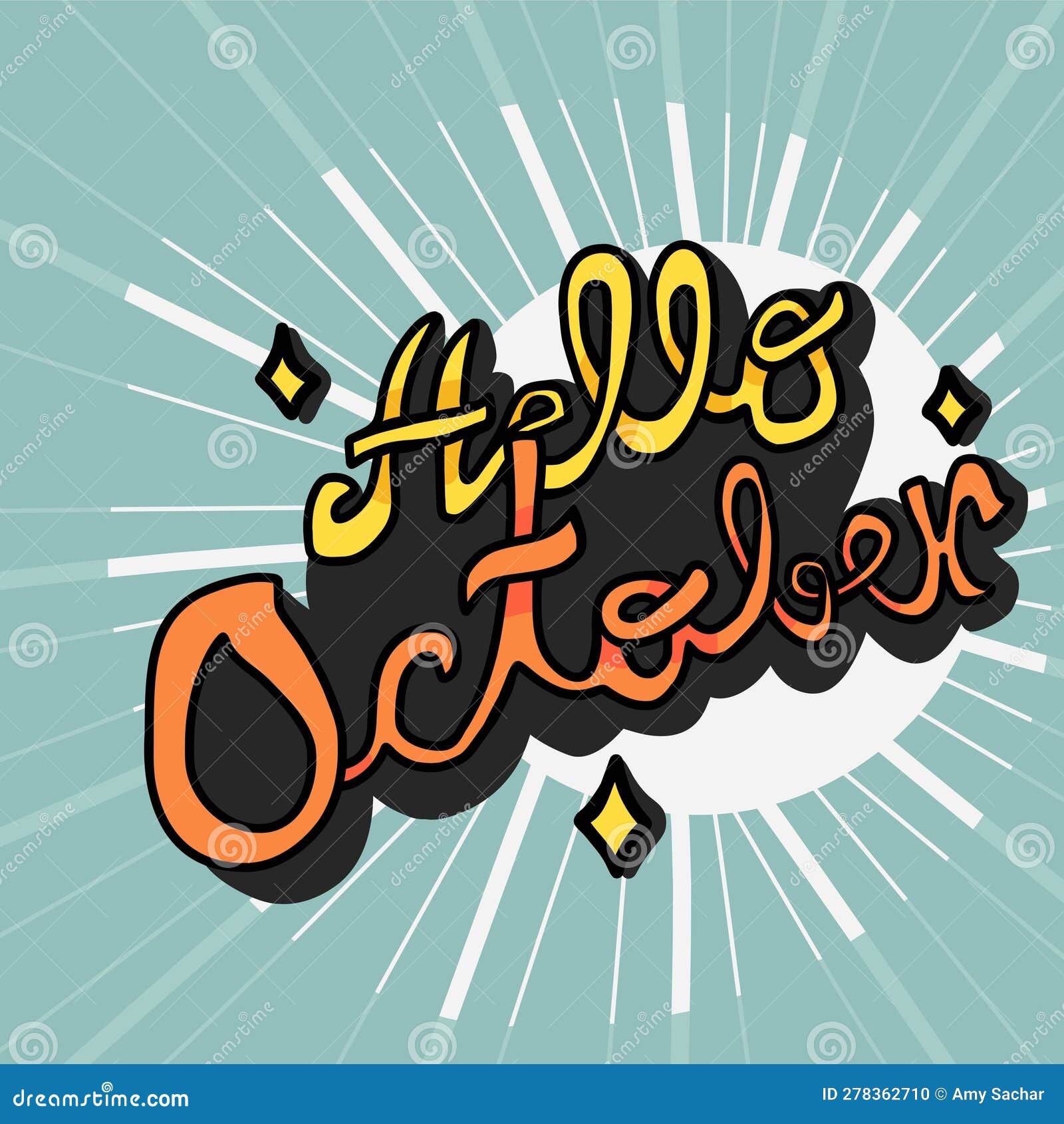 Hello October Word Retro Style Illustration Stock Vector - Illustration ...