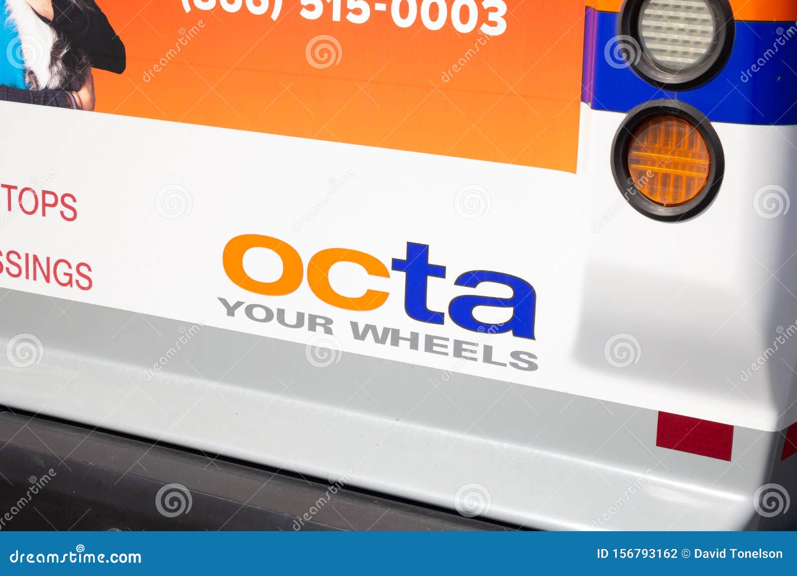 OCTA sign on a transit bus editorial photography. Image of travel ...