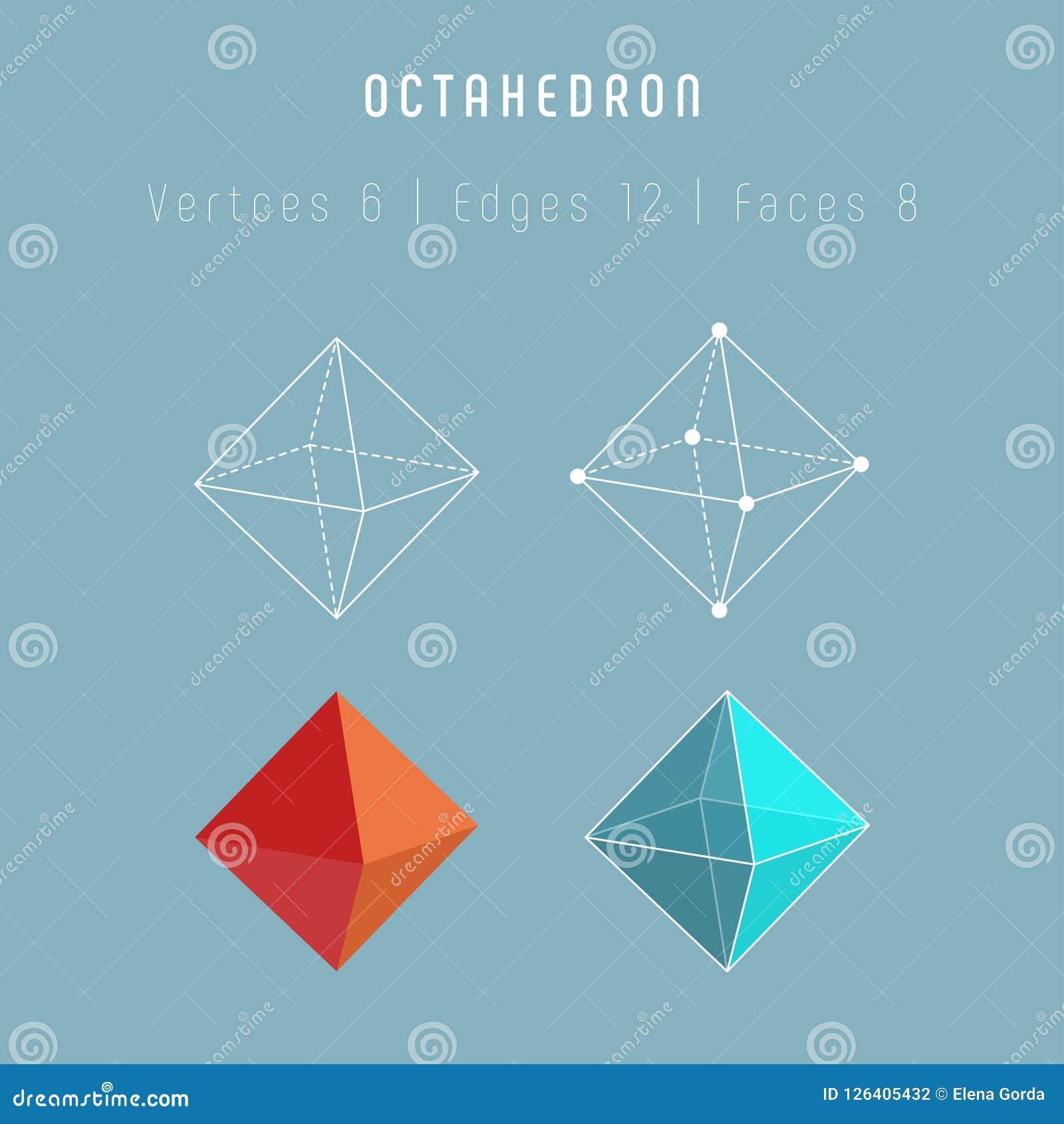 Octaedro Del Poliedro Regular Ilustración del Vector - Ilustración de ...