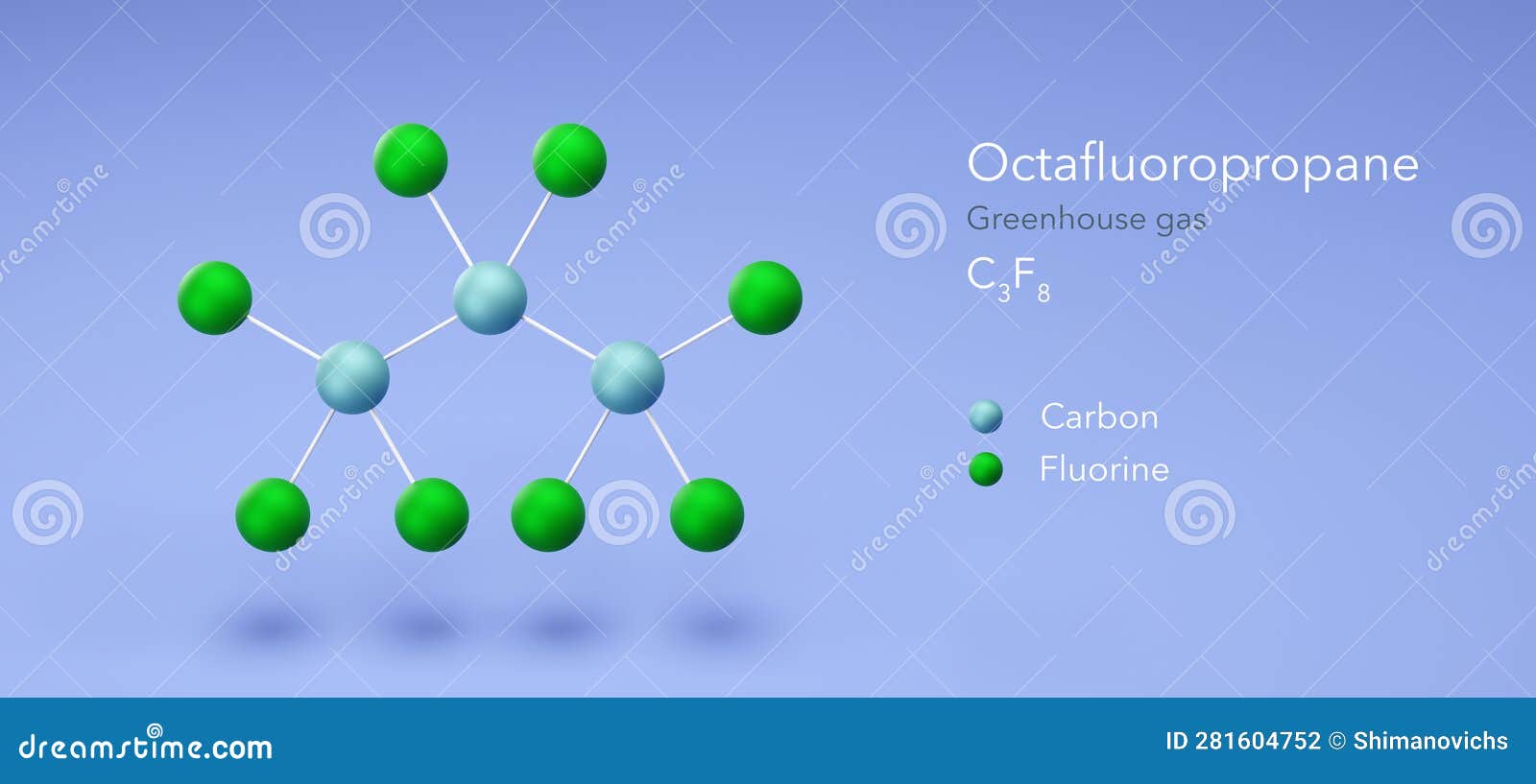 Octafluoropropane Molecule, Molecular Structures, Greenhouse Gas, 3d ...