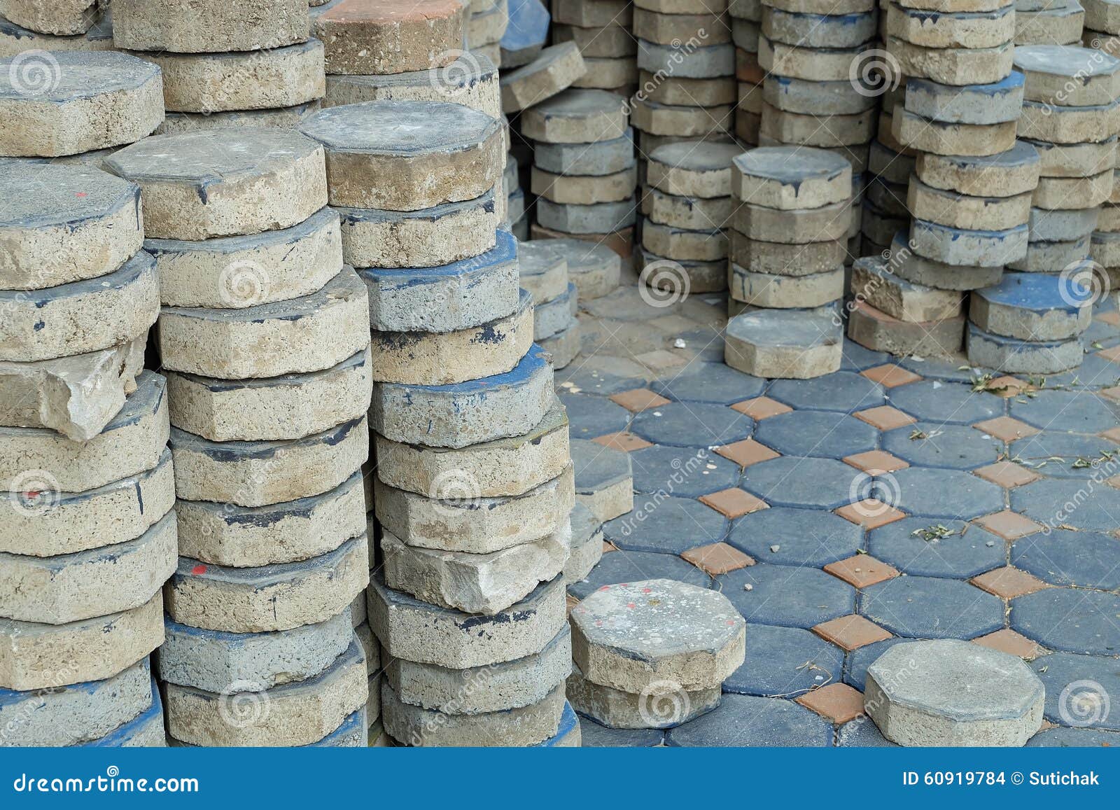 Octagon Brick For Laying Paving Floor In Construction Royalty-Free ...