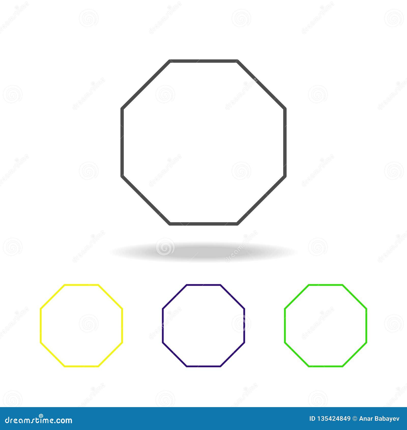 Octagon Colored Icons. Elements Of Geometric Figure Colored Icons. Can ...