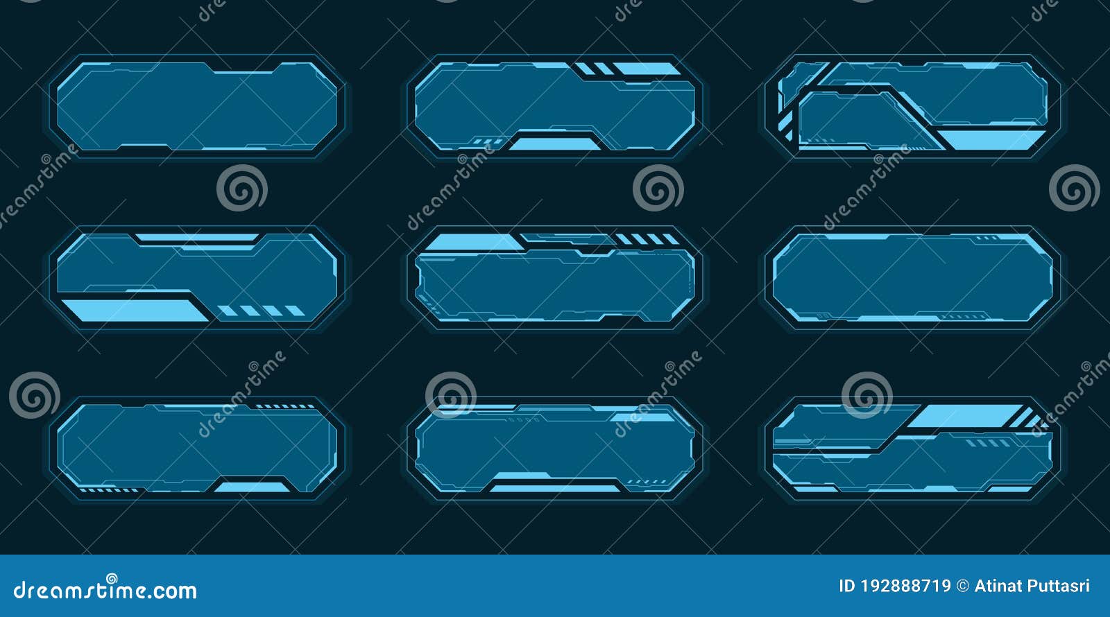 Octagon Frame Set Technology Future Interface Hud Stock Vector ...