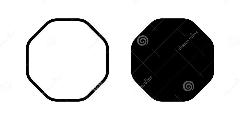 Octagon Frame and Shape Isolated on White Background. Basic Geometric ...