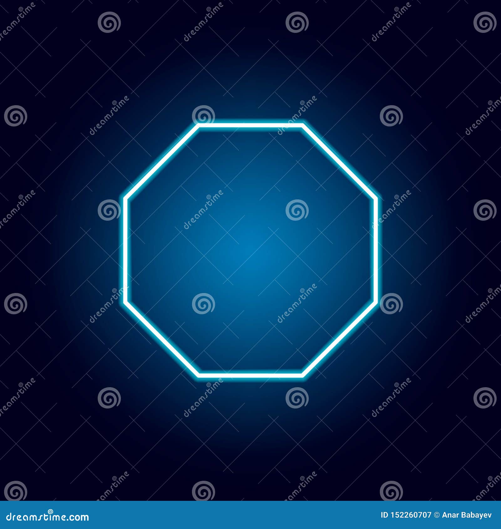 Octagon Icon in Neon Style. Geometric Figure Element for Mobile Concept ...