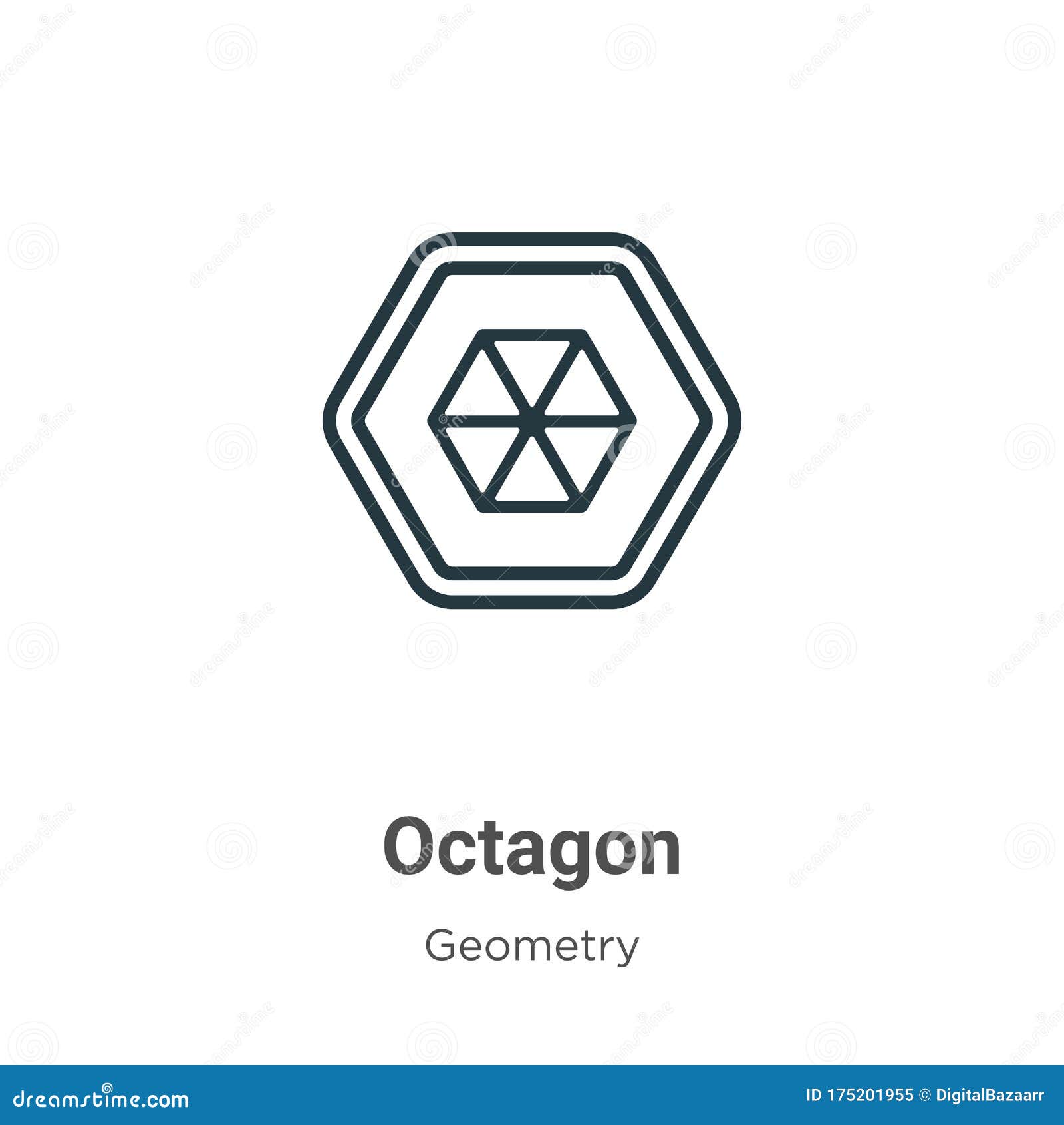 Octagon Outline Vector Icon. Thin Line Black Octagon Icon, Flat Vector ...