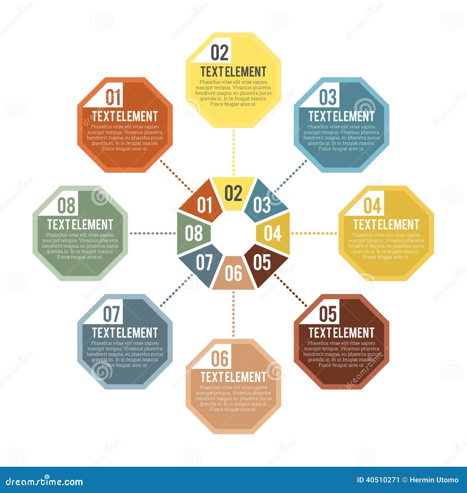 Octagon Infographic Template Icon. Graphic Symbol Layout, Blue On White ...