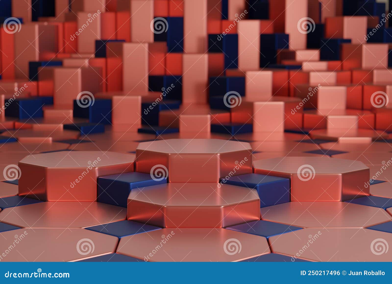 Octagon Podium for Product Display on Red Background. 3d Illustration ...