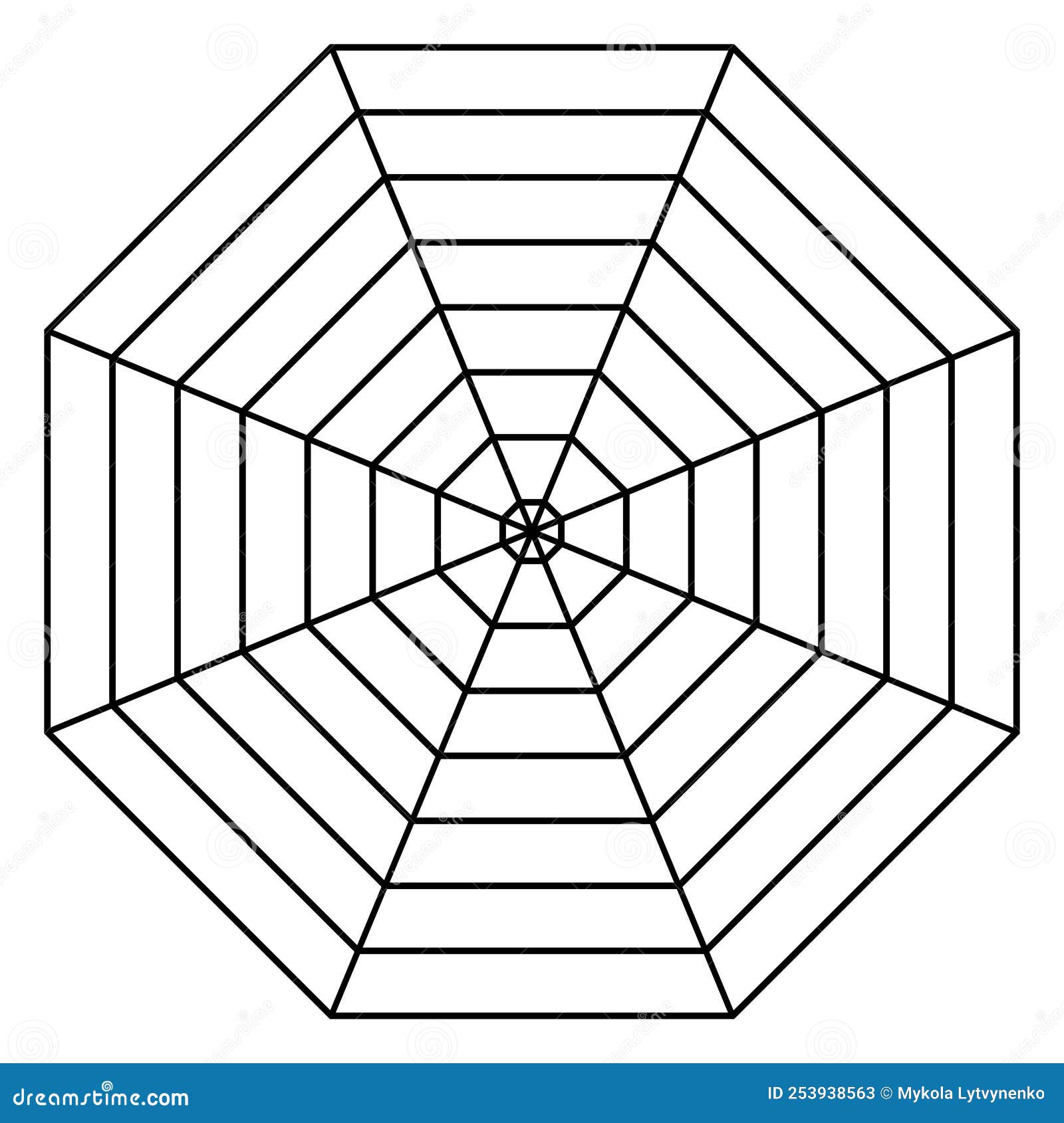 Octagon Radar Chart, Kiviat Diagram Or Spider Graph Template Isolated ...