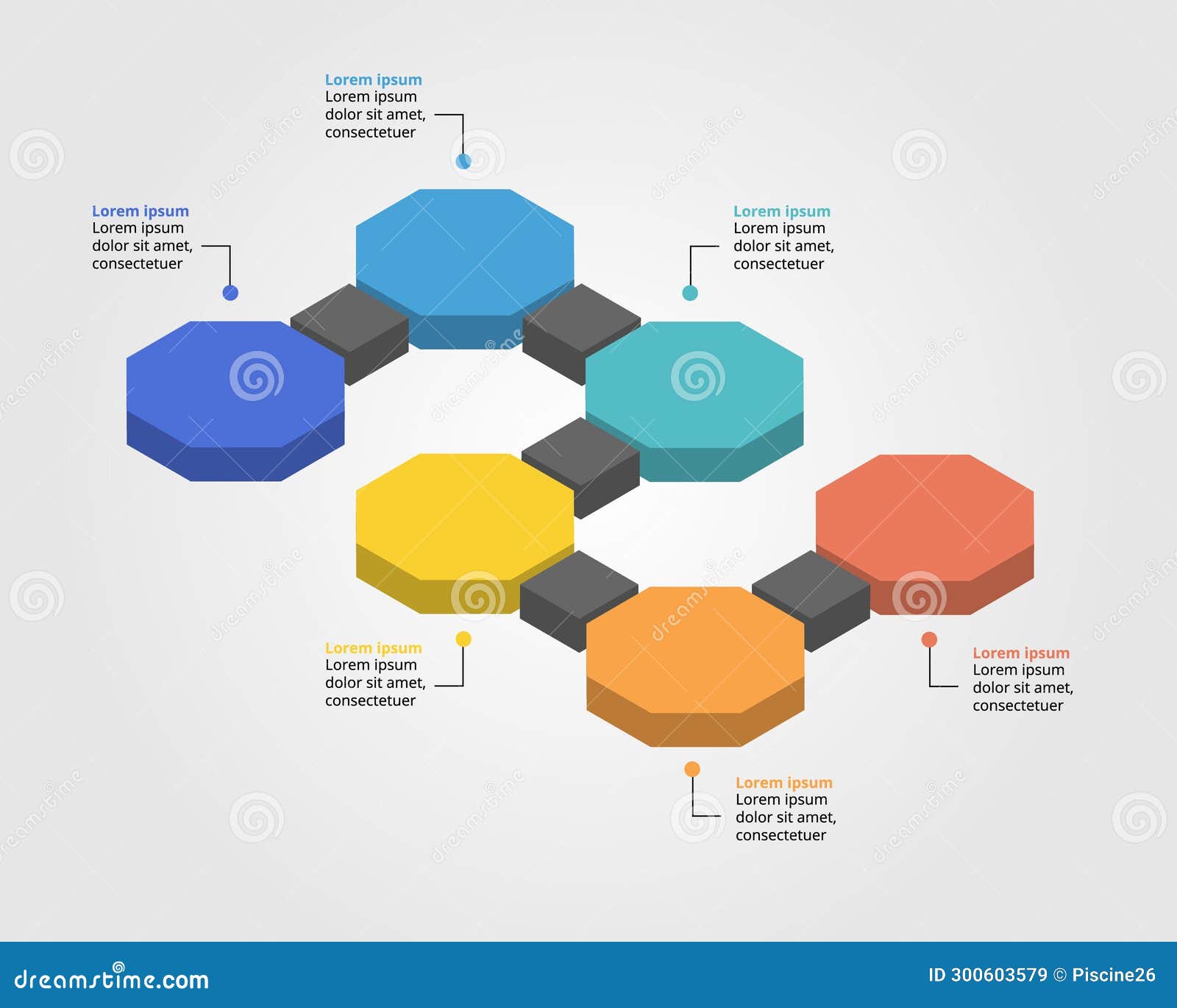 Octagon Step Chart Template for Infographic for Presentation for 6 ...