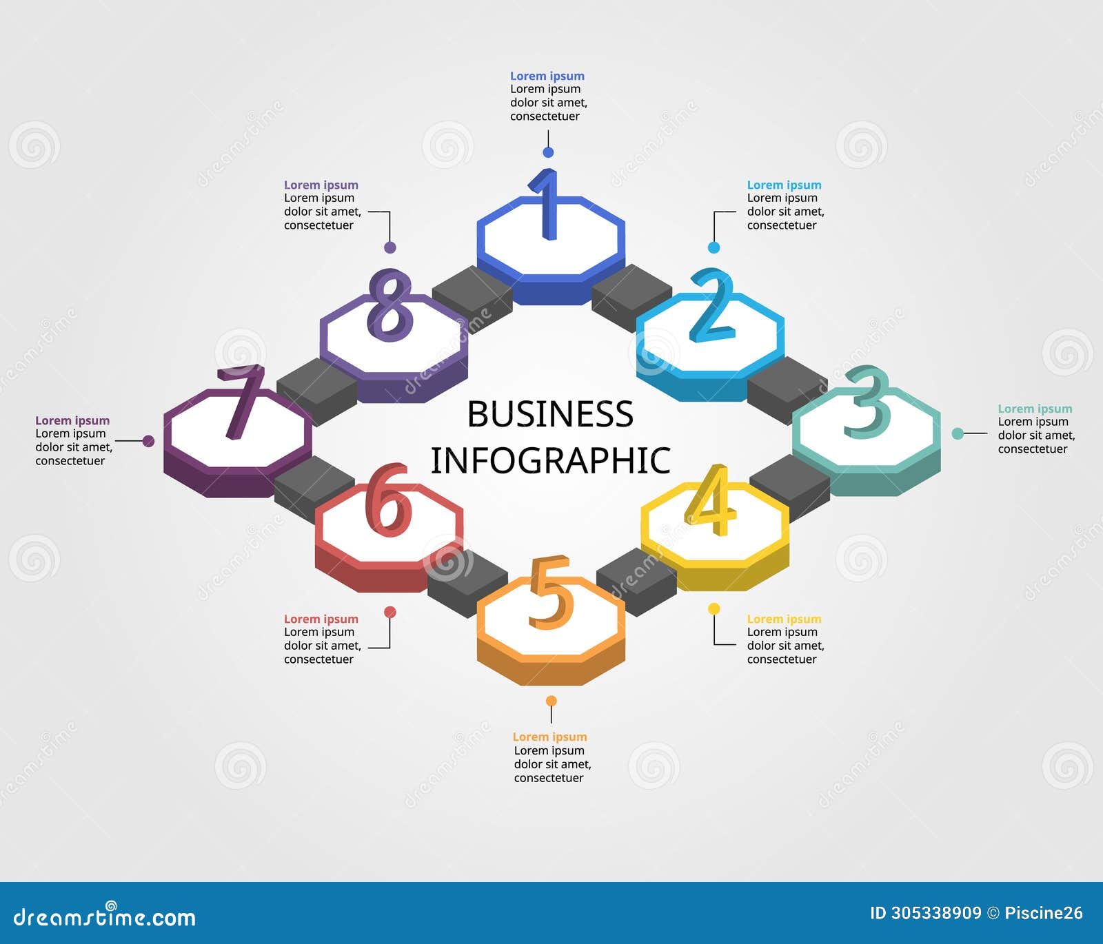 Octagon Step Chart Template for Infographic for Presentation for 8 ...