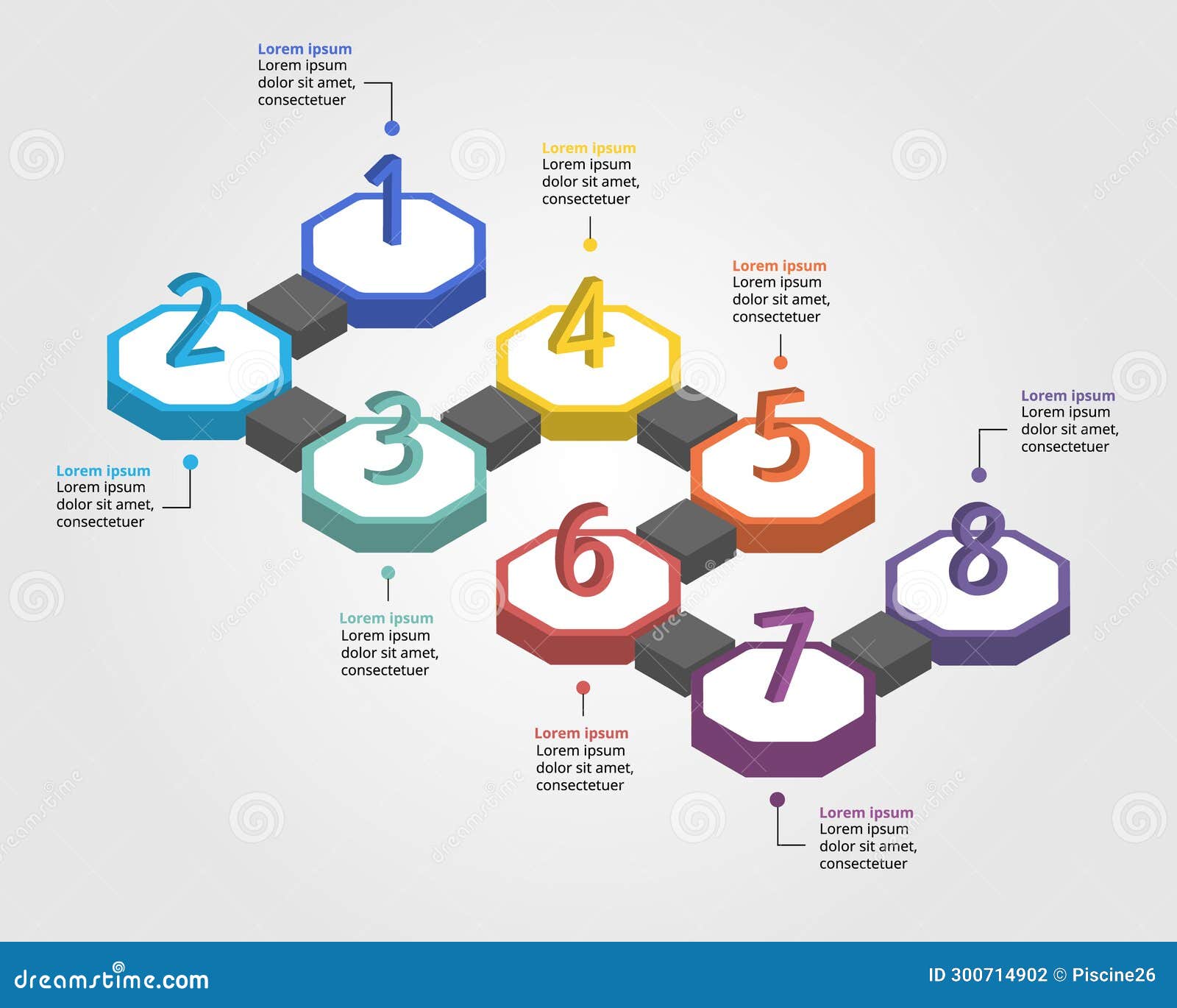 Octagon Step Level Chart Template For Infographic For Presentation For ...