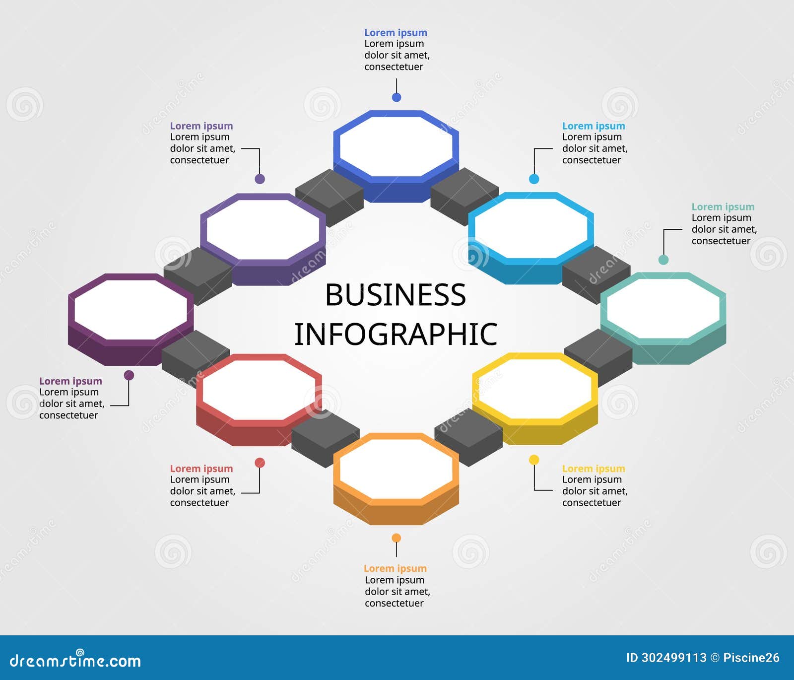 Octagon Step Chart Template For Infographic For Presentation For 12 ...