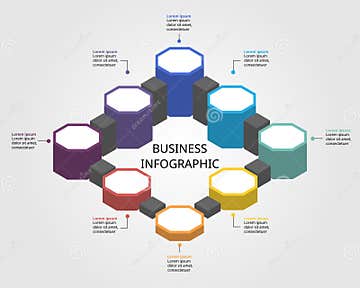 Octagon Step Level Chart Template for Infographic for Presentation for ...