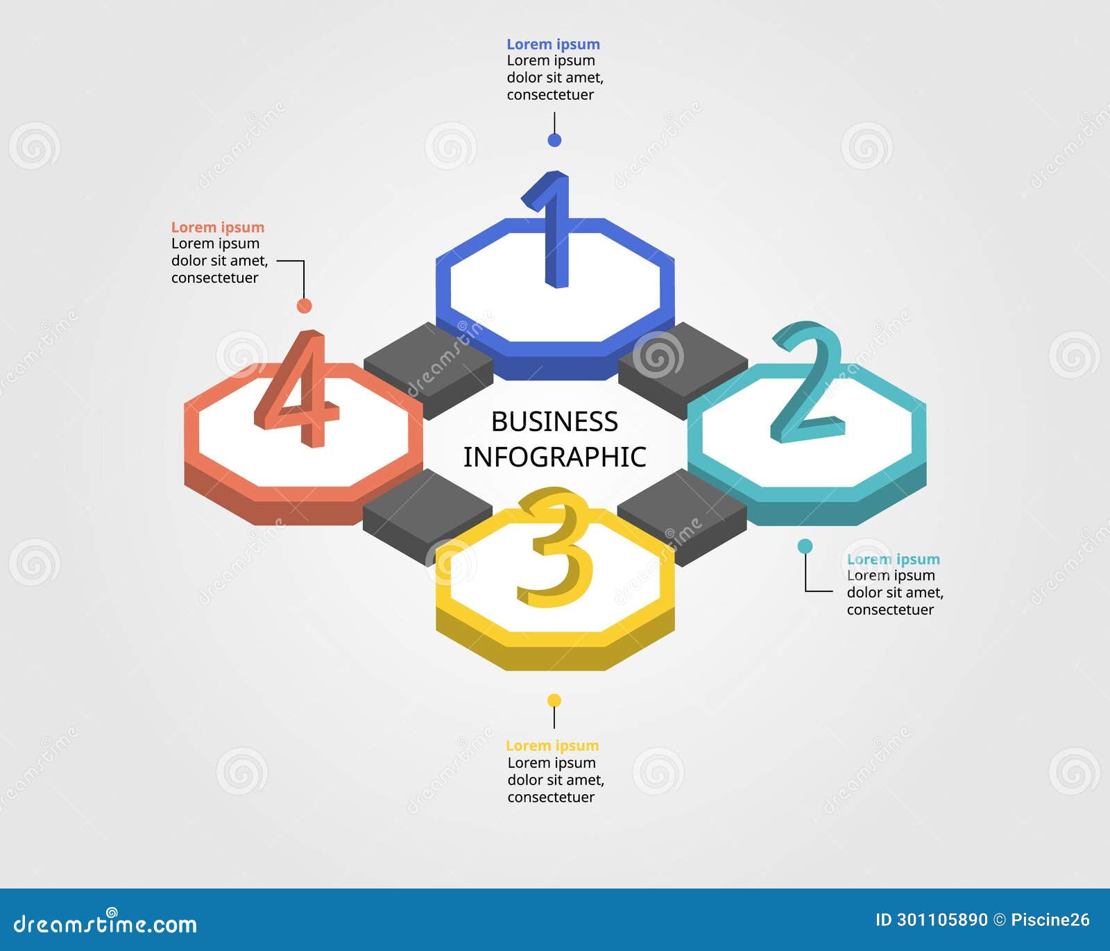 Octagon Step Timeline Template for Infographic for Presentation for 4 ...