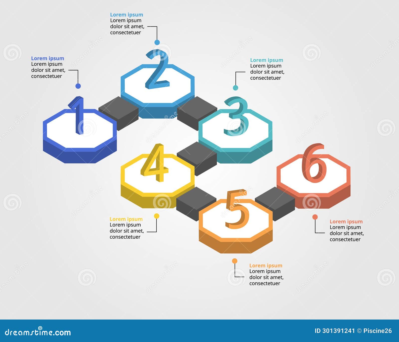 Octagon Step Level Chart Template For Infographic For Presentation For ...