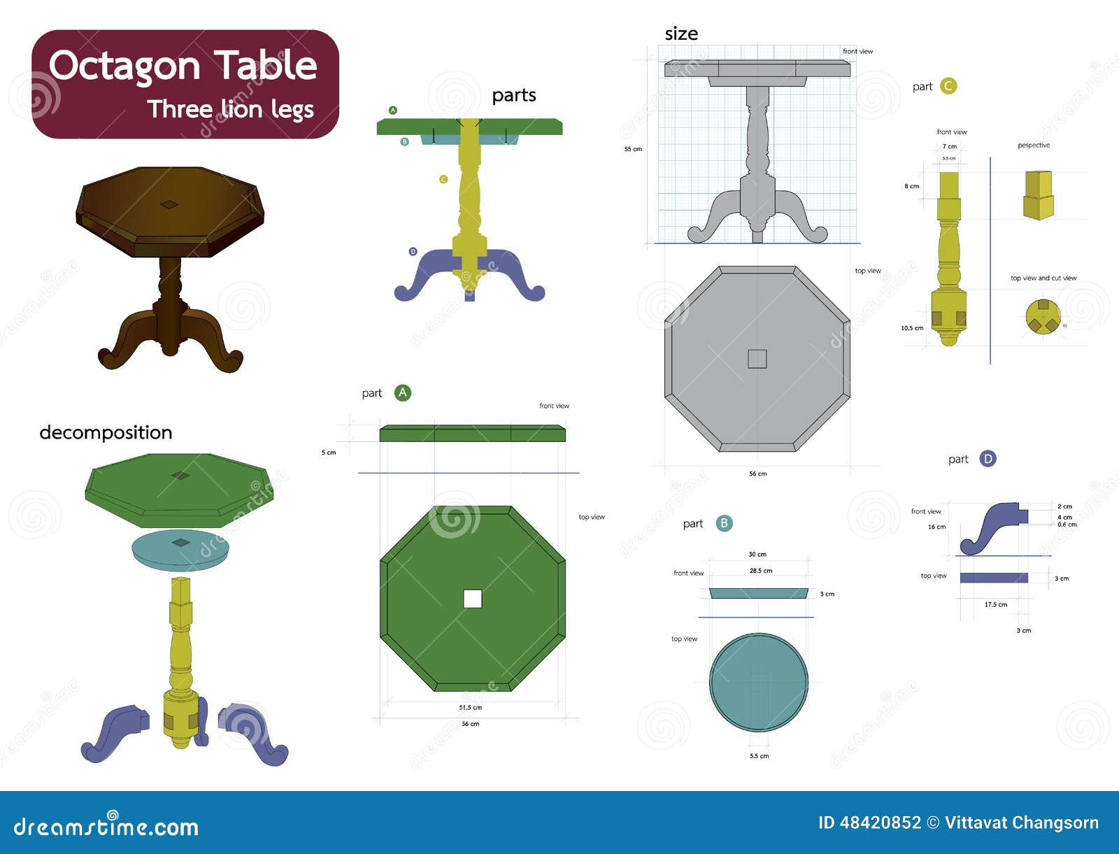 Octagon table stock vector. Illustration of table, product - 48420852