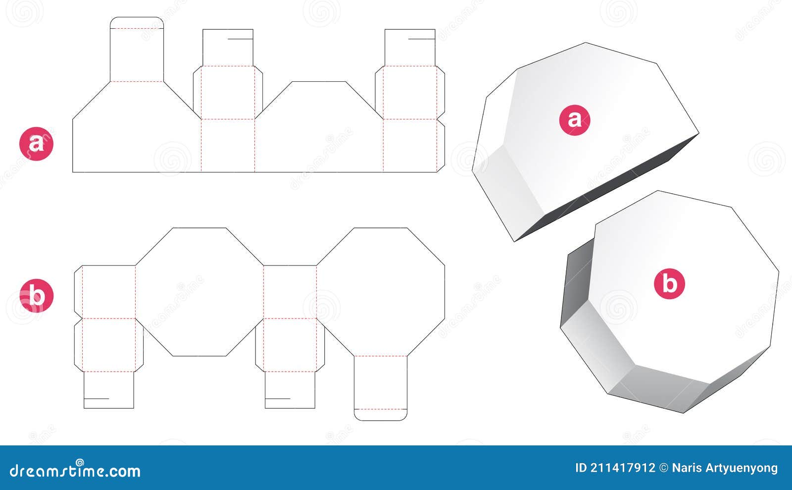 Octagonal Box with Lid Die Cut Template Stock Vector - Illustration of ...