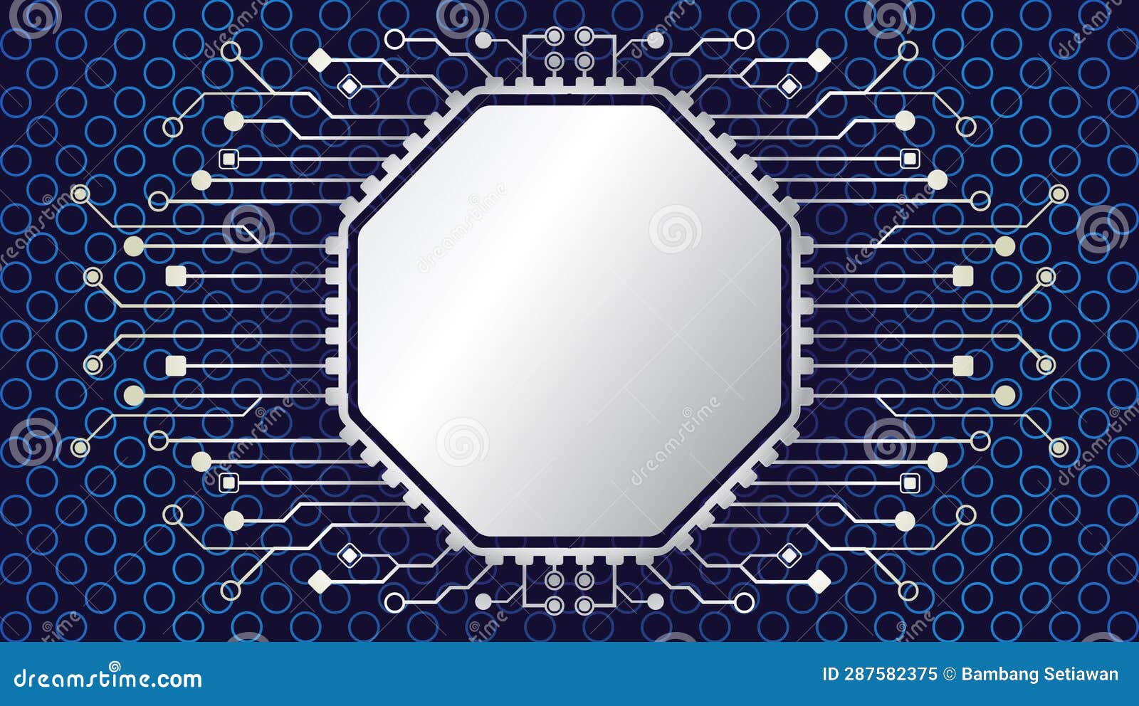Octagonal Chip Processor with Electrical Circuit Branch with the Circle ...