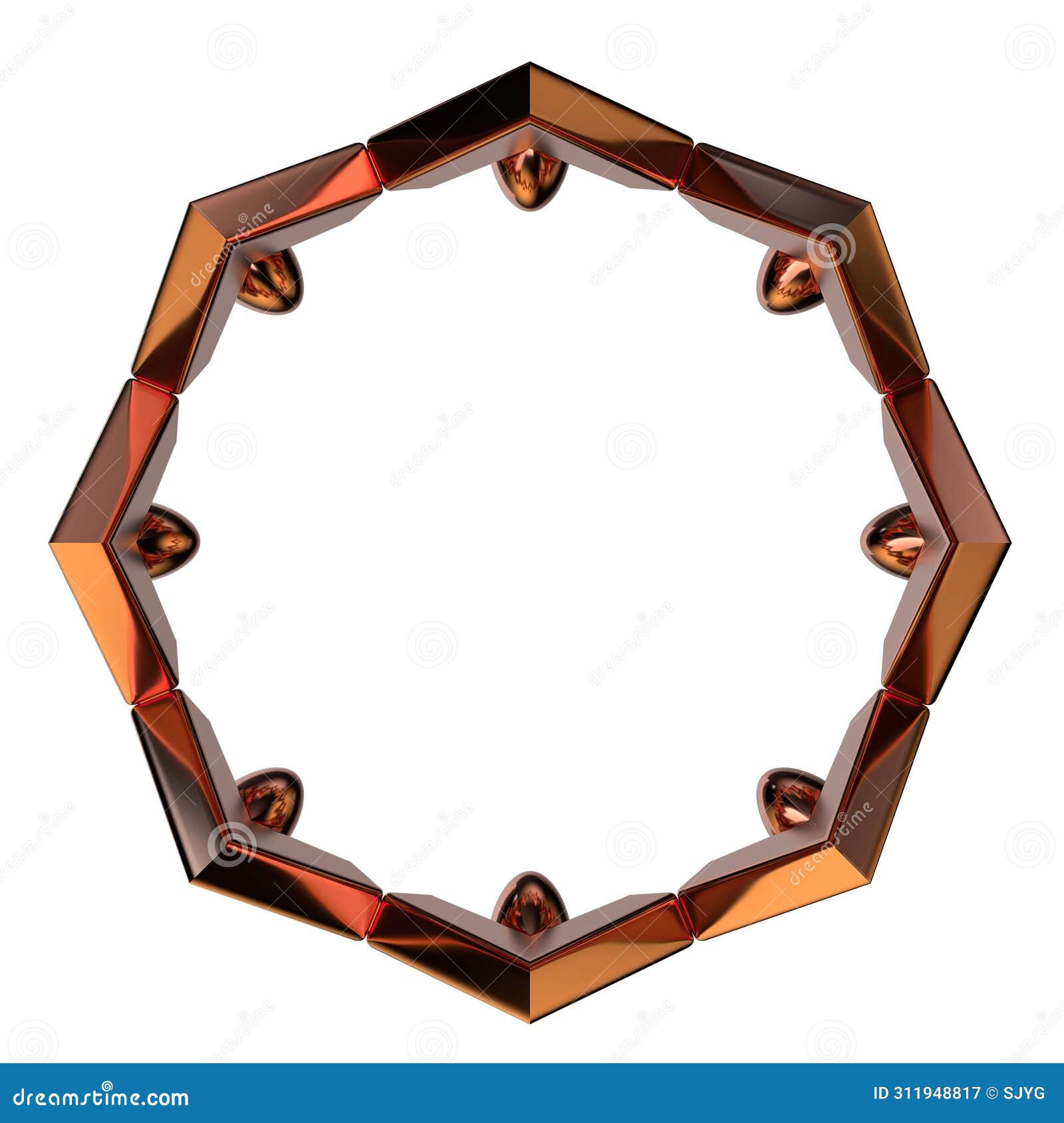 Octagonal Copper Metal Object Geometry Structure Isolated Elegant ...