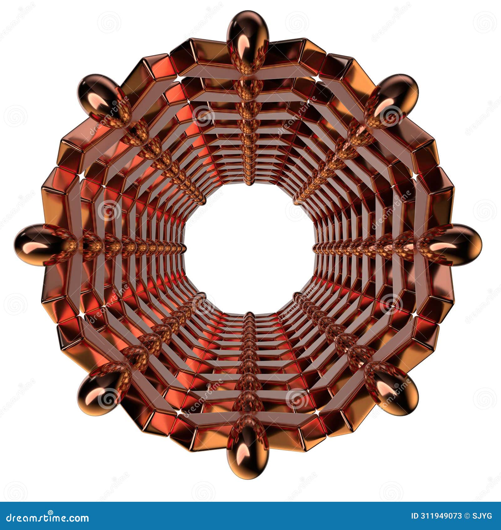 Octagonal Cylinder Copper Metal Object Structure Design Element ...