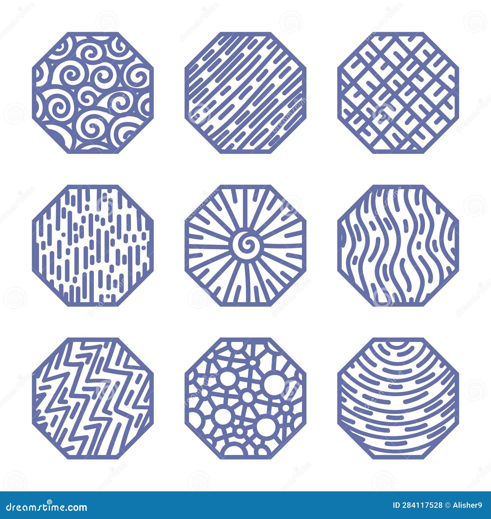 Octagonal Design Elements with a Variety of Internal Pattern Filling ...