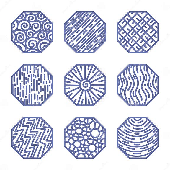 Octagonal Design Elements with a Variety of Internal Pattern Filling ...