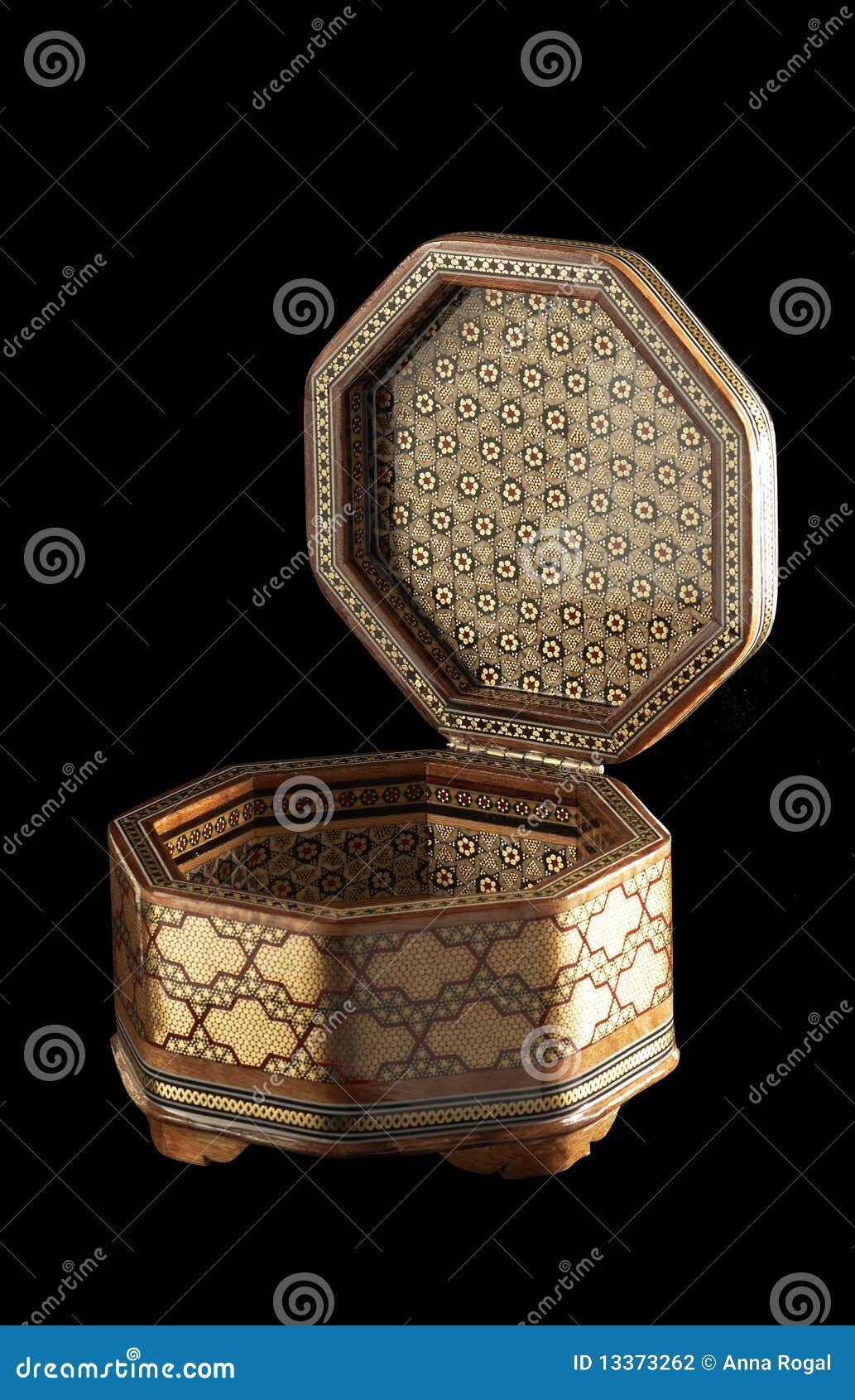 Octagonal Khatam Casket with the Open Cover. Stock Photo - Image of ...