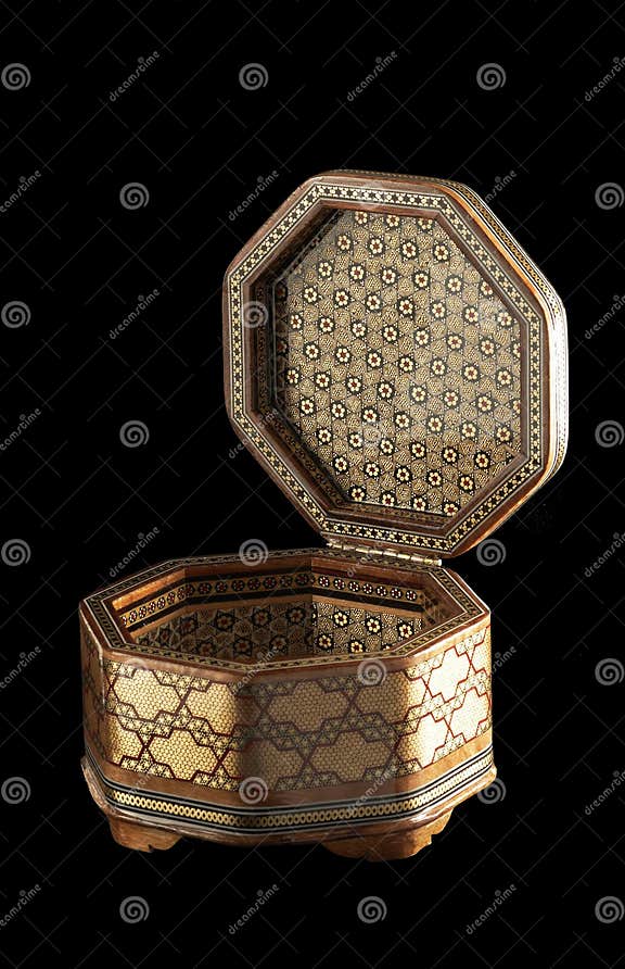 Octagonal Khatam Casket with the Open Cover. Stock Photo - Image of ...