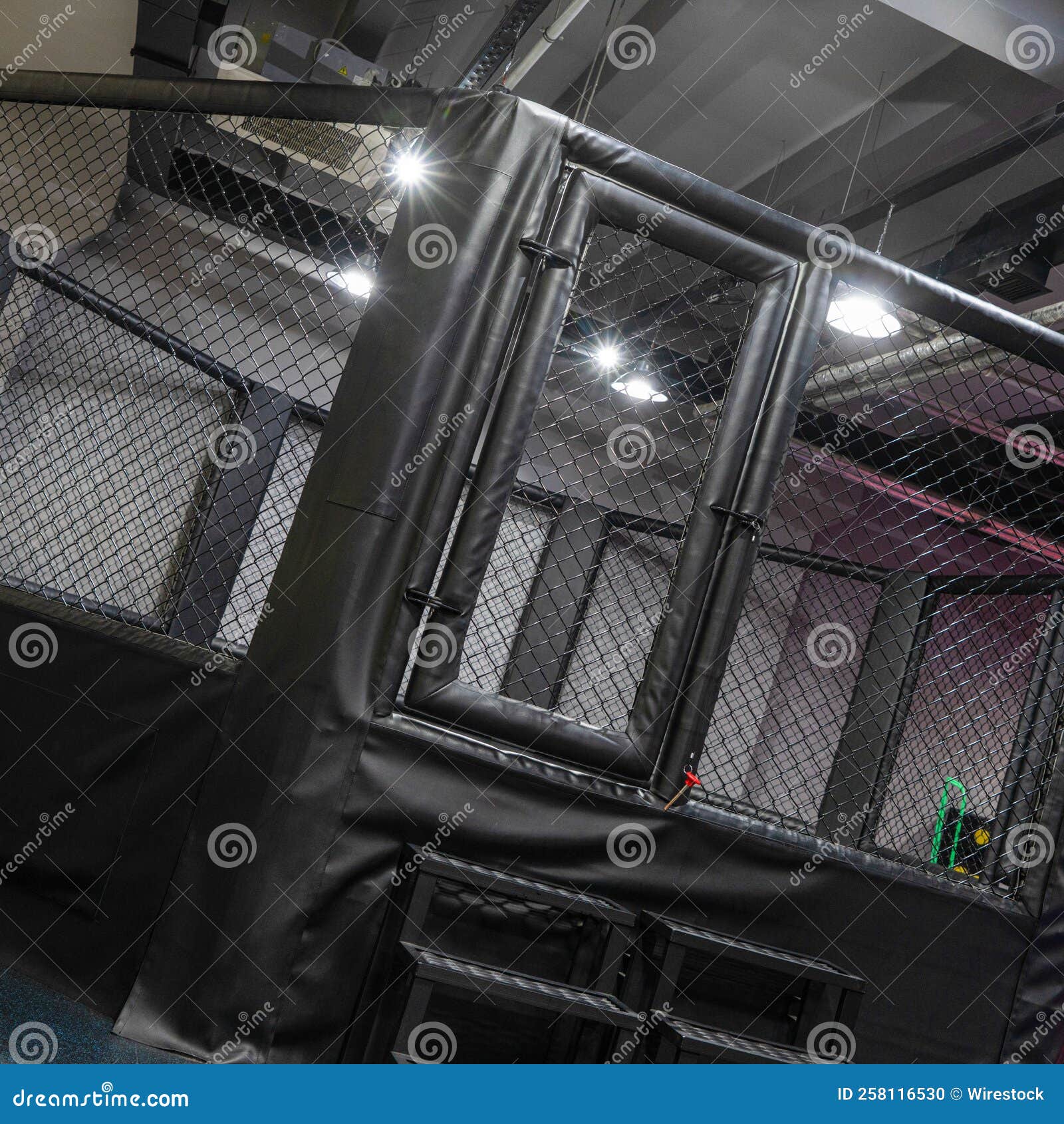 Octagonal Kickboxing Cage in the Sports Complex. Stock Photo - Image of ...