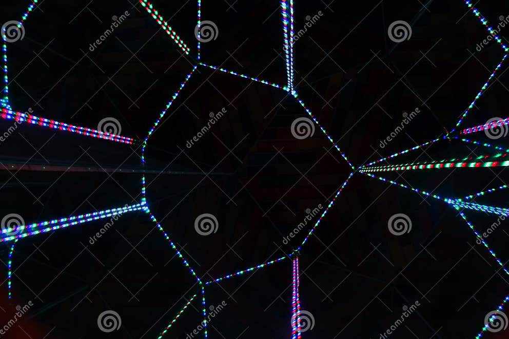 Octagonal LED Light Pattern in a Dark Room Stock Image - Image of ...