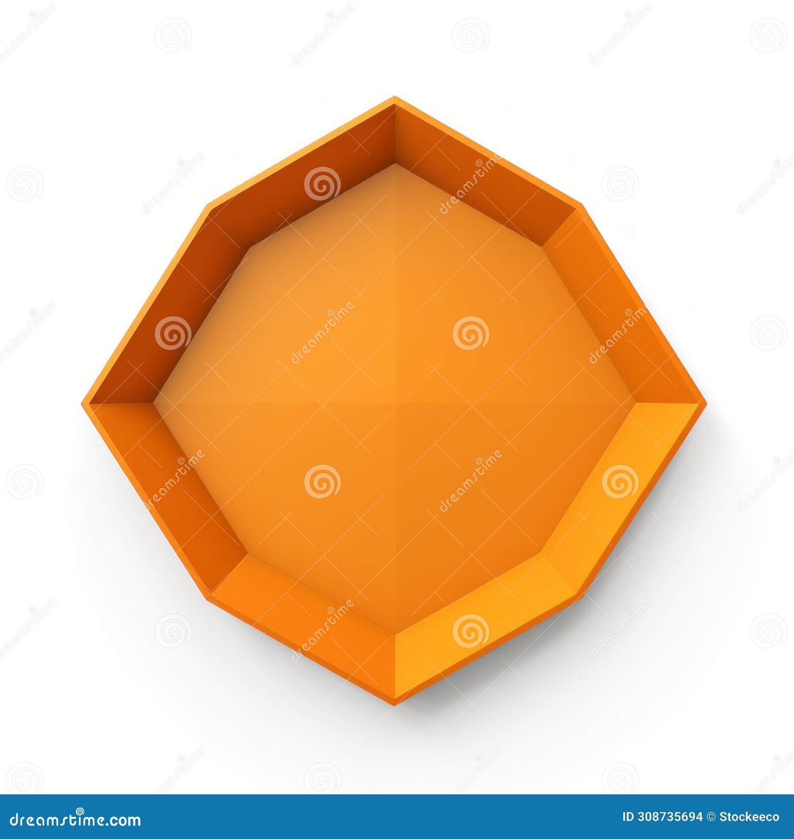Octagonal Orange Dinner Plate - Three-dimensional Space Style Stock ...