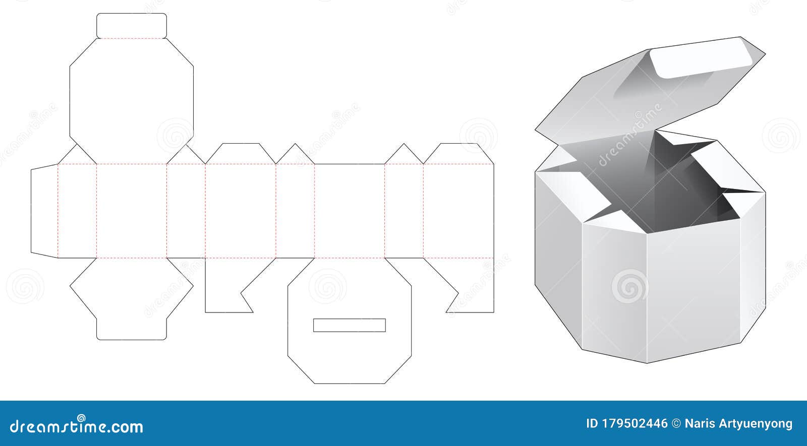Octagonal Packaging Box Die Cut Template Stock Vector - Illustration of ...