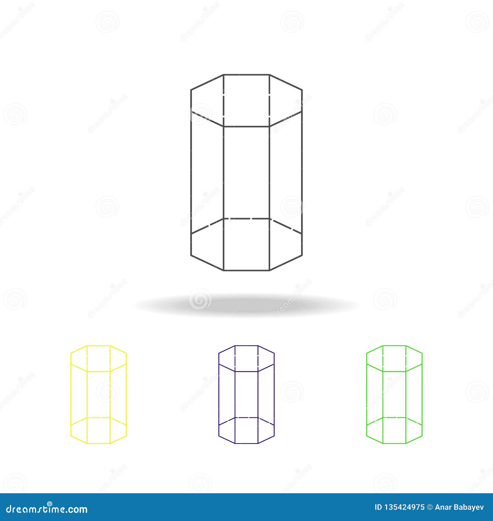 Octagonal Prism Mathematical Figure. Black And White Isometric 3d ...