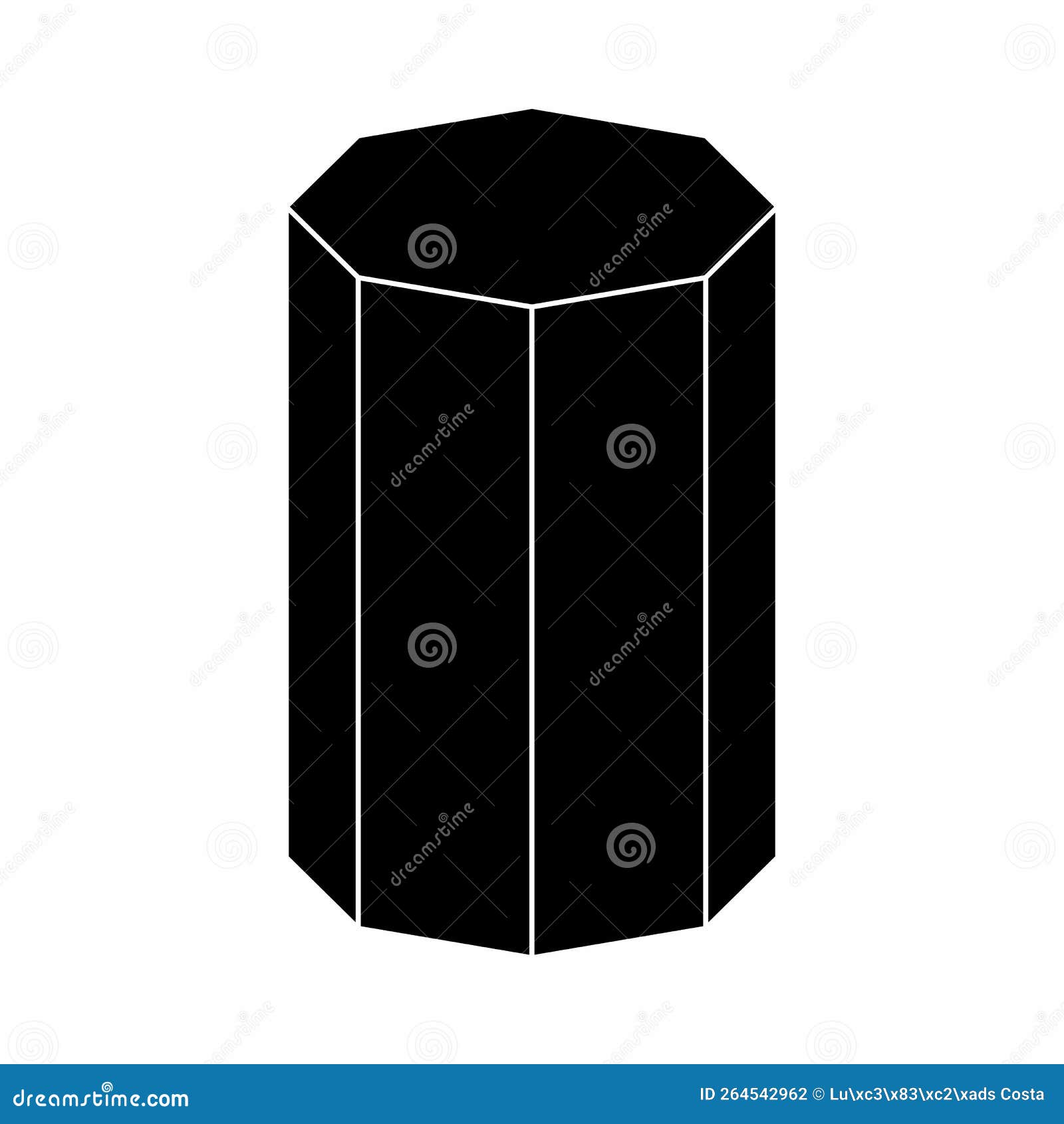 Octagonal Prism Mathematical Figure. Black And White Isometric 3d ...