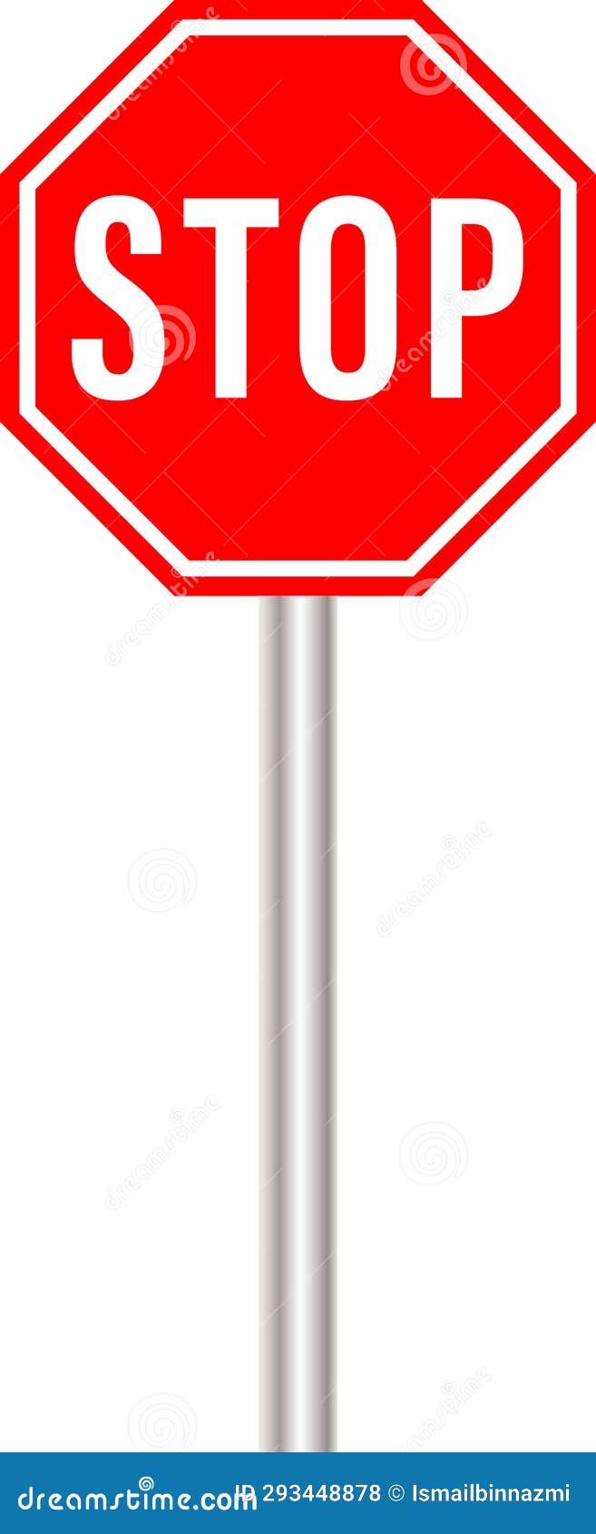 (octagonal Stop Sign on Scalable Pole on White Isolated Background ...