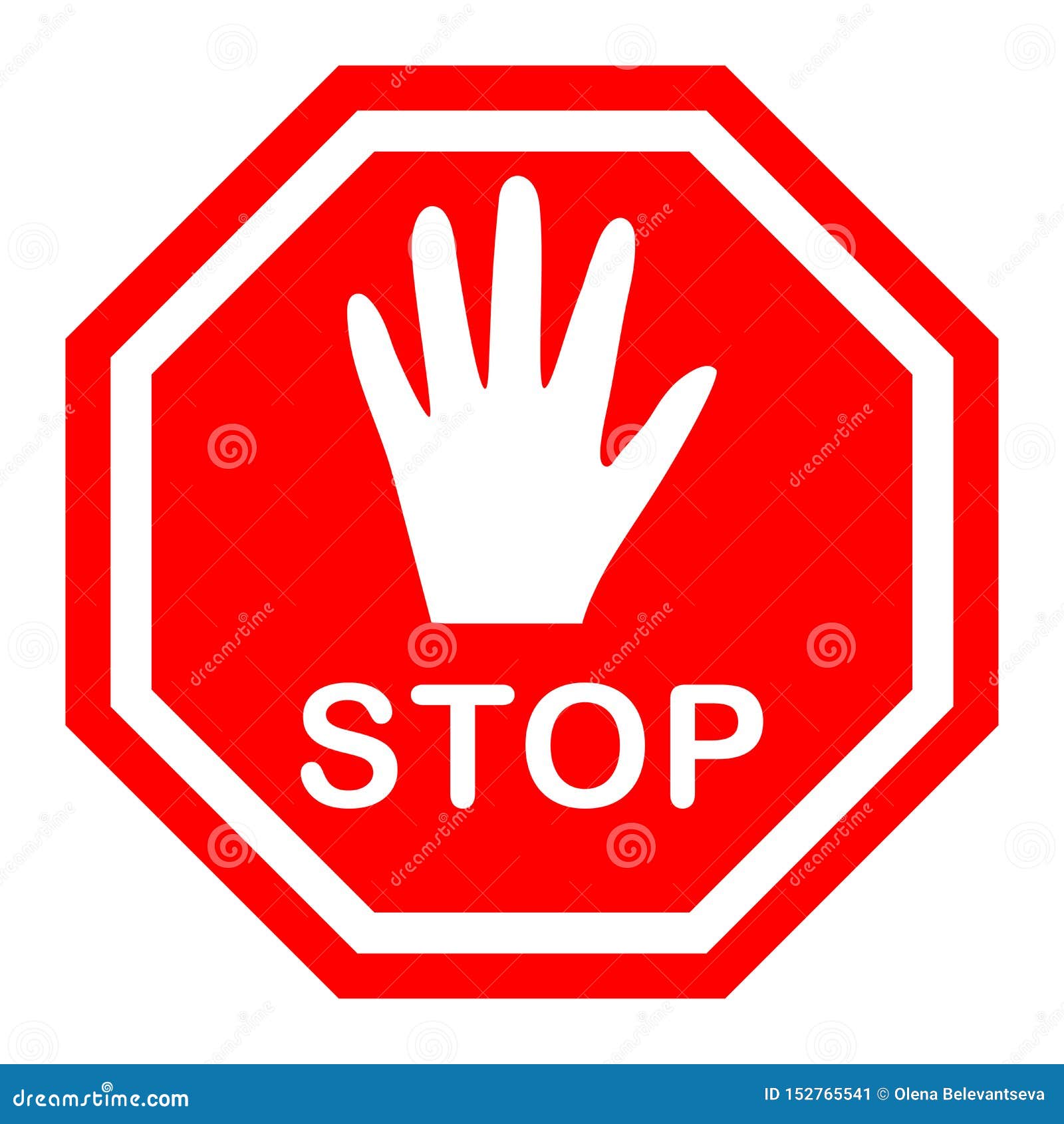 Octagonal Stop Sign with a White Hand on a Red Background, Movement is ...