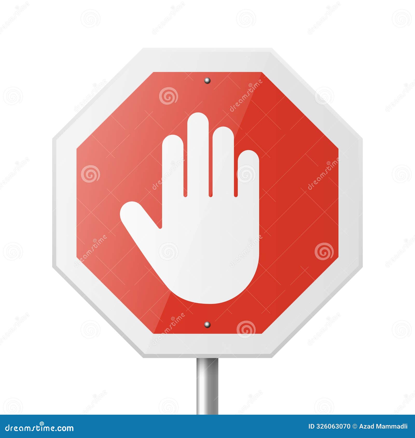 Octagonal Stop Sign With White Hand Symbol On Red Background. Vector ... Octagonal Stop Sign With White Hand Symbol On Red Background. Vector ...
