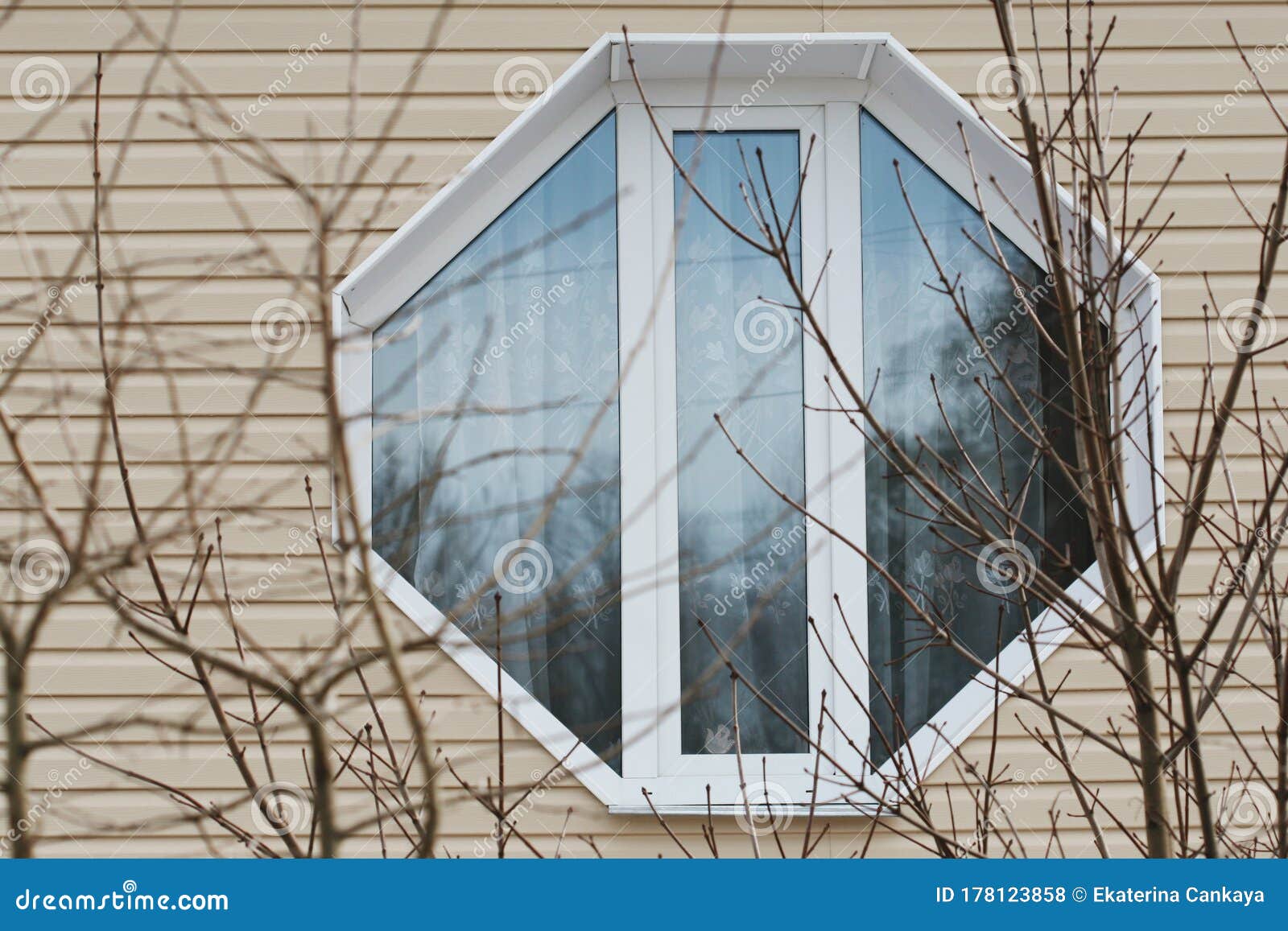Octagonal window in house stock photo. Image of fairy - 178123858