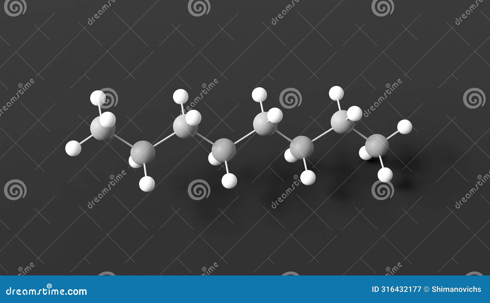 Octane Molecular Structure, Hydrocarbon, Ball and Stick 3d Model ...