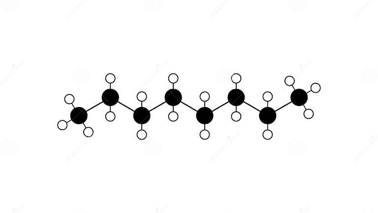 Octane Molecule, Structural Chemical Formula, Ball-and-stick Model ...