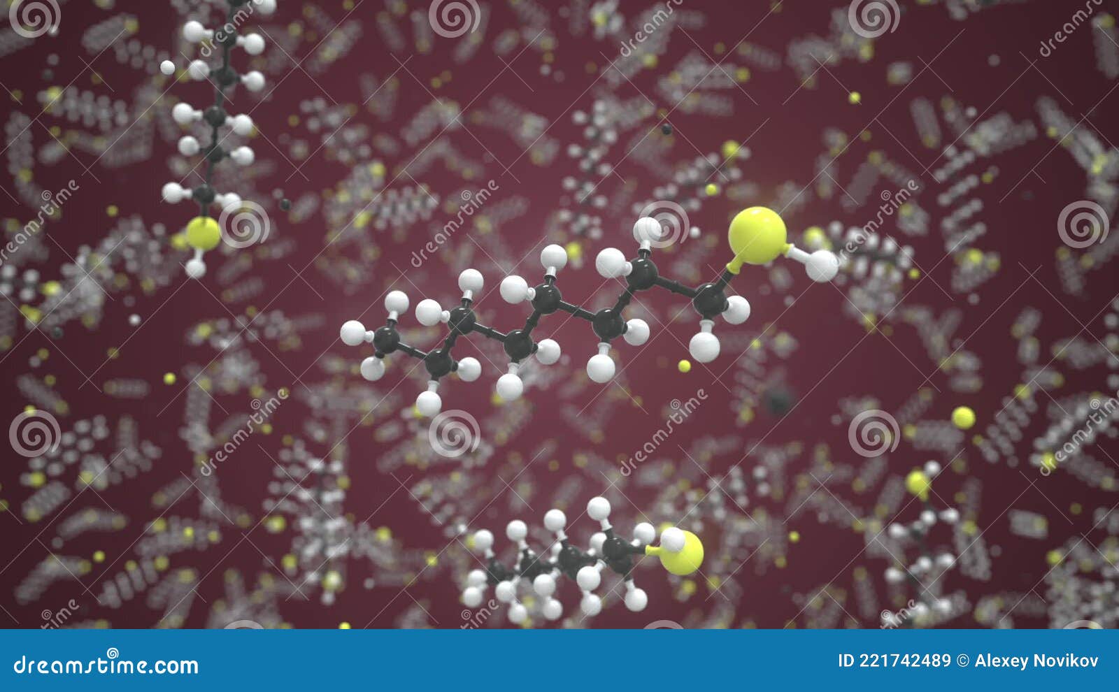 1-octanethiol Molecule, Conceptual Molecular Model. Scientific Looping ...