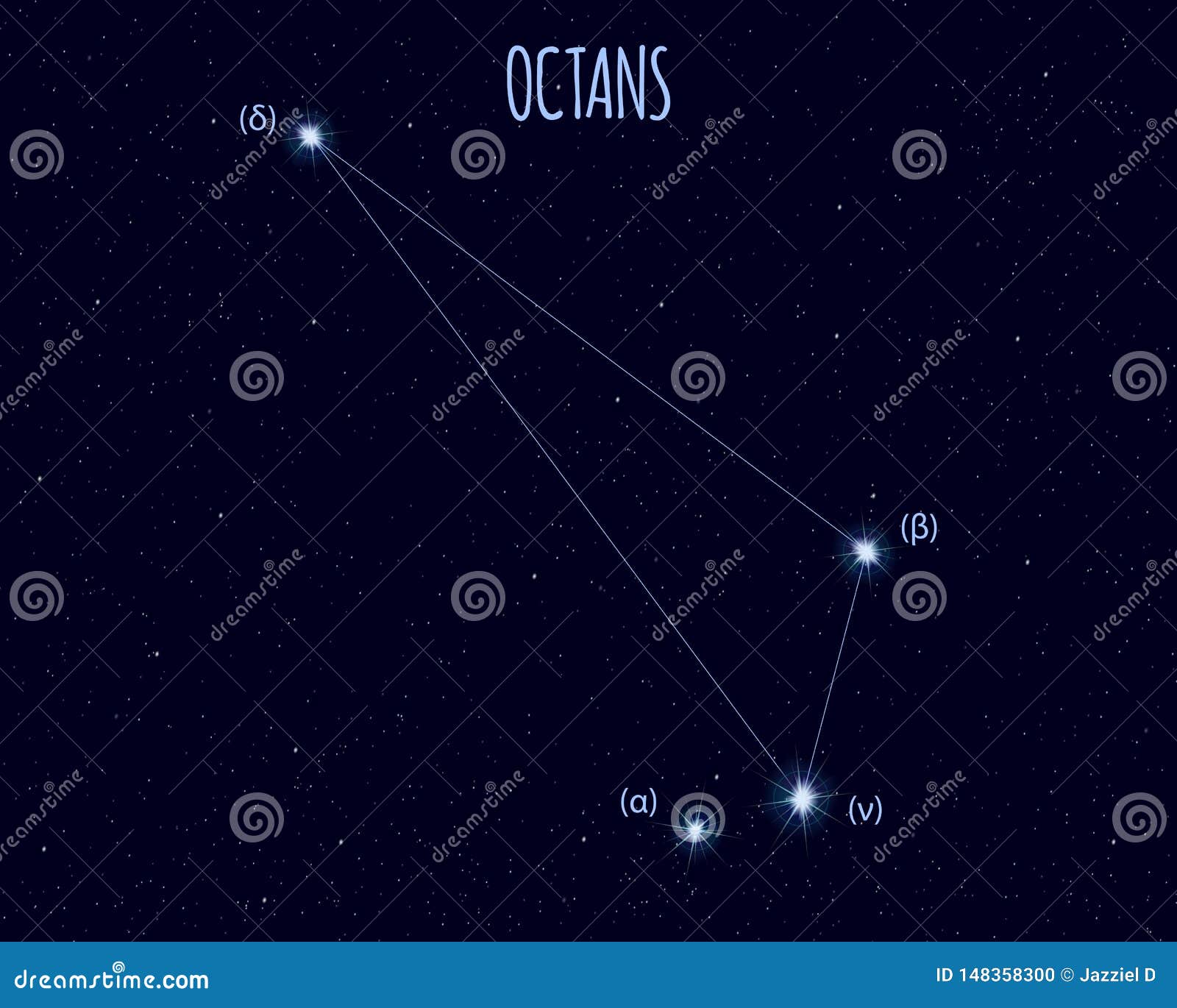 Octans The Octant Constellation Map On A Starry Space Background. Stars ...
